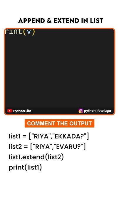 append and extend in the list youtube
