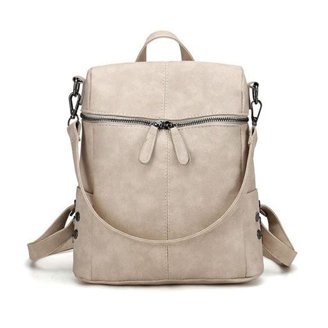 Womens 2 In 1 High Capacity Backpack Leather School Bag Women
