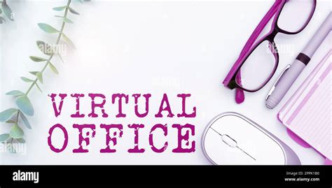 Hand Writing Sign Virtual Office Business Approach Mobile Work