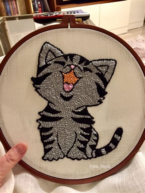 Cute Cat Couple Punch Needle Embroidery Wall Hoop Nomnom Etsy Singapore Artofit