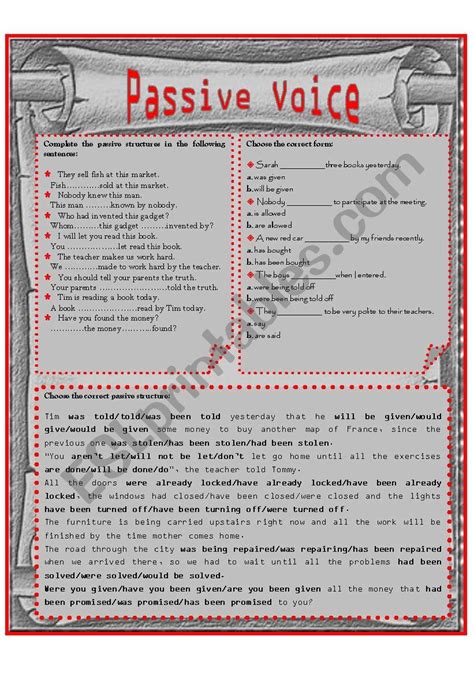 Passive Structures Esl Worksheet By Domnitza