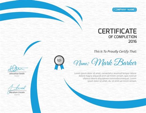 Premium Vector Blue Certificate Template