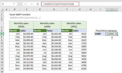 Excel Varp Function