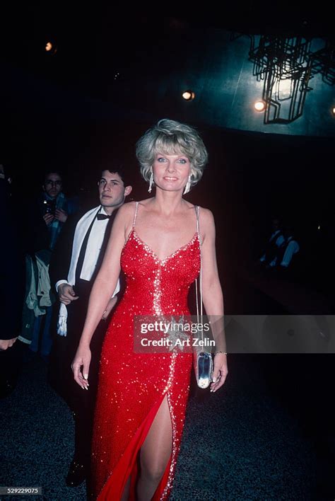 Cathy Lee Crosby Wearing A Red Beaded Gown Circa 1970 New York News