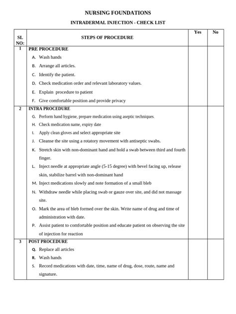 24 Checklist Intradermal Injection Pdf