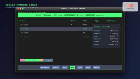 Cfdisk Command Linux Complete Guide To Curses Based Partition Management Codelucky
