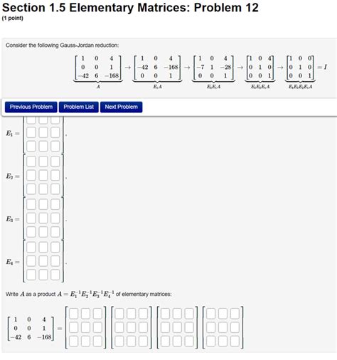 solved section 1 5 elementary matrices problem 12 1 point