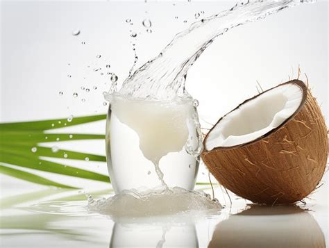 Premium Ai Image Resh Cool Young Coconut Juice On White Background