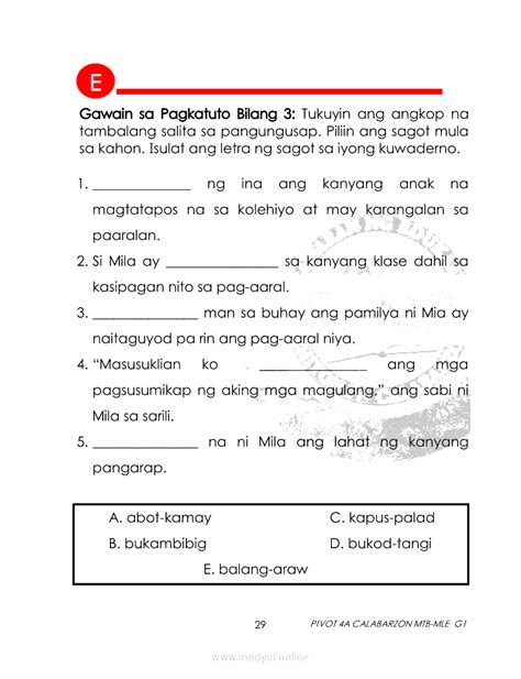 Mtb Mle 1 Module Quarter 4 Grade 1 Modules