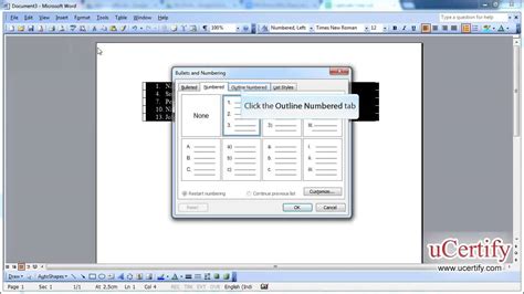 Applying Bulleted Numbered And Outlines List Youtube