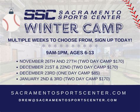 Winter Baseball Camp 6 To 13 Sacramento Sports Center Is Home To Ssc
