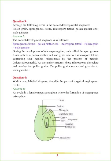 Class 12 Biology Chapter 2 Sexual Reproduction In Flowering Plants Solution
