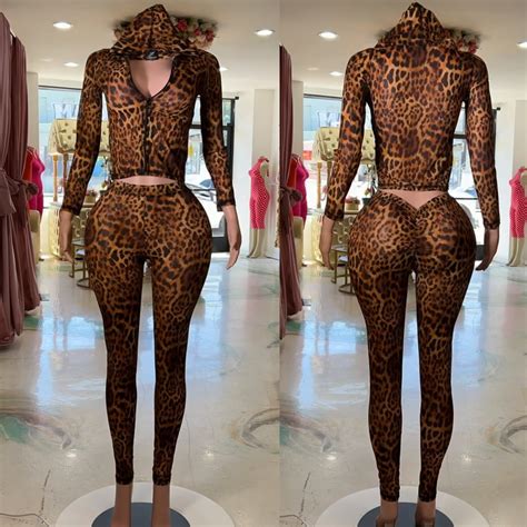 Cheetah Hoodie Set Leopard Print Two Piece Outfit Jlorraine