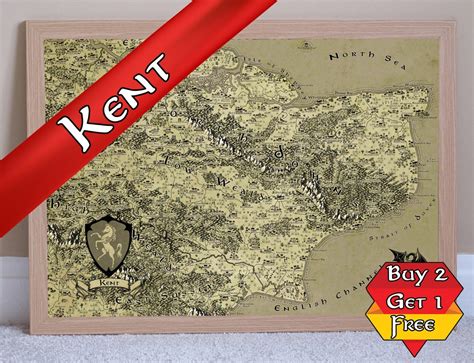 Kent Fantasy Map Kent Poster Kent Print Kent Map T Geeky T For Him Nerdy T For Her