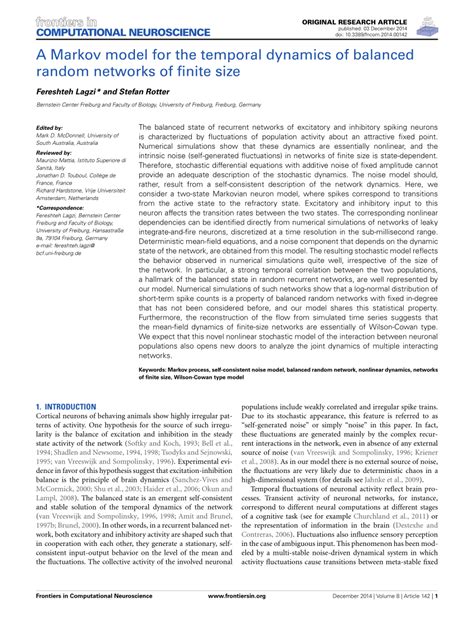 Pdf A Markov Model For The Temporal Dynamics Of Balanced Random