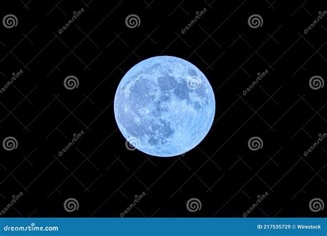Gorgeous View Of A Blue Moon Rare Occurrence Of A Blue Moon In The