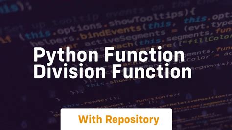 Python Function Division Function Youtube