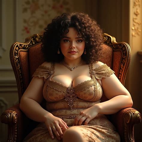 Chubby Nude Women Sitting On Chair Head And Shoulders Portrait 8k