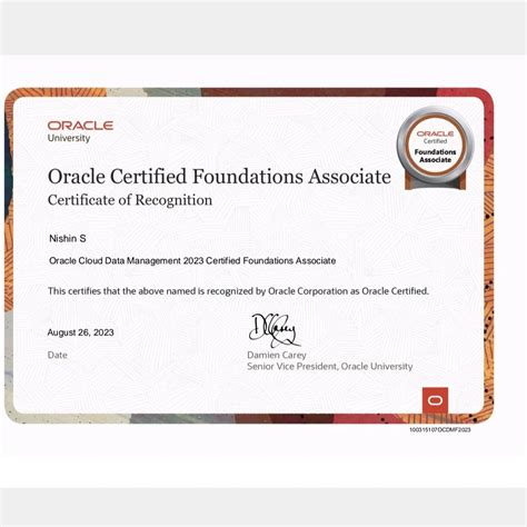 Nishin S On Linkedin Oraclecloud Databasemanagement Certificationcomplete