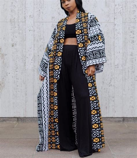 Long Bogolan Kimono Etsy Canada In 2024 African Print Kimono