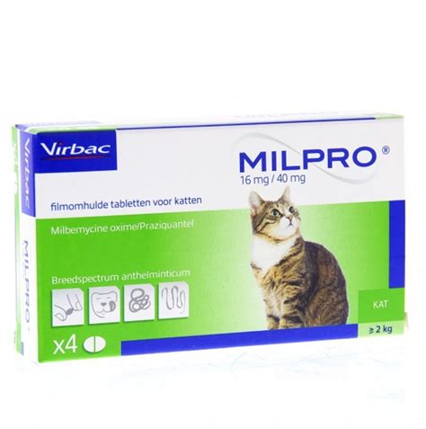 Милпро Milpro 16 мг/40 мг для котов 2 кг - 8 кг, 4 таблетки, Вирбак ...