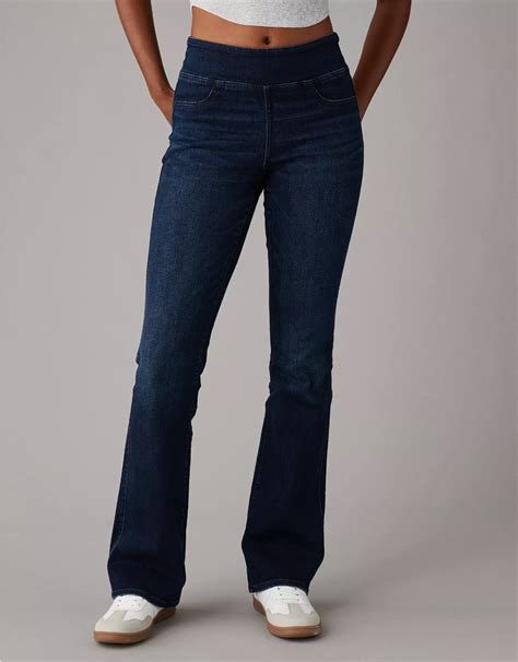 Ae Luxe Pull On High Waisted Kick Bootcut Pant Jeans Outfit Women