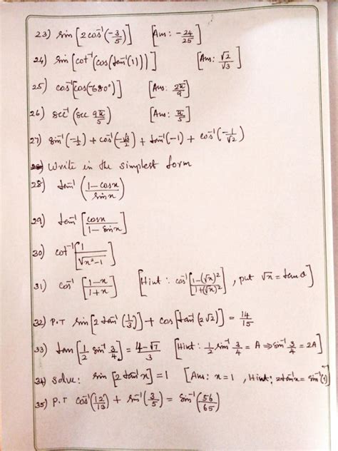 inverse trigonometry functions pdf