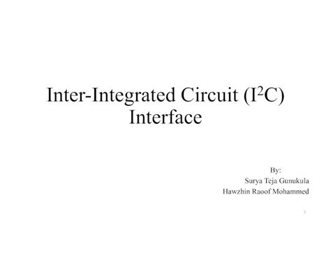 PDF Inter Integrated Circuit I C Interfacemmahmoud Teaching Files Grad ECE I C Data
