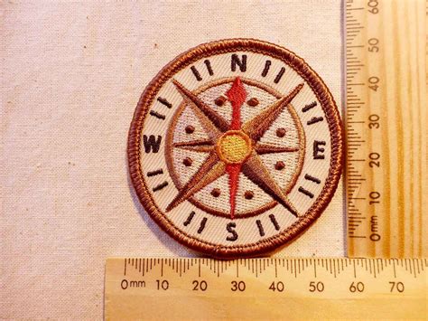 Beige Antique Compass Patch Adventure Patch Traveler Patch Travel Patch Outdoors Patch