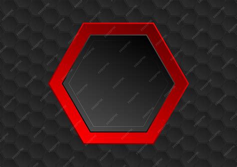 Premium Vector Red Black Hexagon Frame Tech Geometric Design