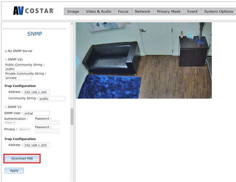 snmp mibs contera ip cameras arecont vision