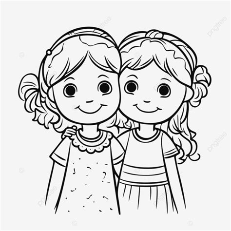 Dos Hermanas Clipart En Blanco Y Negro