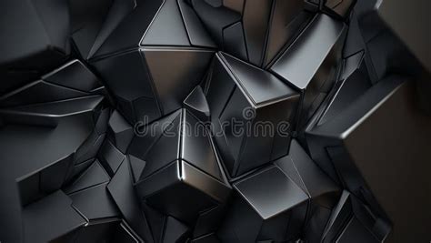 Abstract Dark Metallic Geometric Shapes 3d Render Stock Illustration Illustration Of Graphics