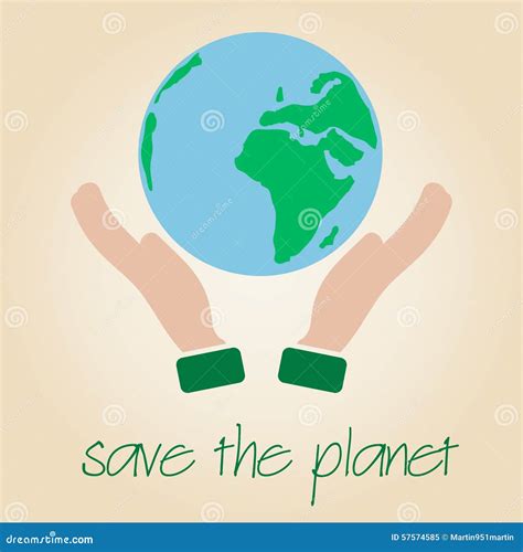 Save The Planet Earth Symbol Globe And Human Hands Eps10 Stock Vector