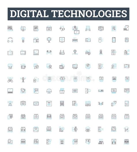 Digital Technologies Vector Line Icons Set Digital Technologies