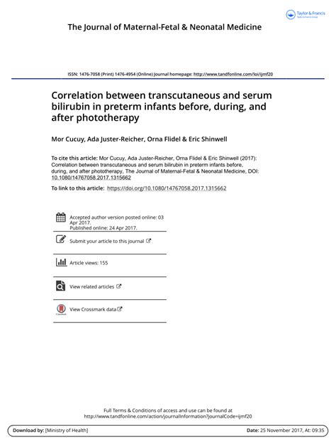 Pdf Correlation Of Transcutaneous Bilirubinometry Tcb And Total Serum Bilirubin Tsb Levels