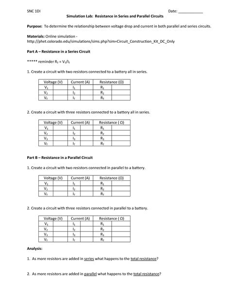 14 Simulation Lab Resitance In Series And Parallel Circuits Snc2d Good