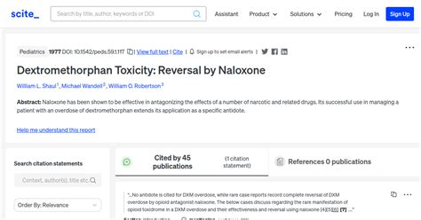 Dextromethorphan Toxicity Reversal By Naloxone