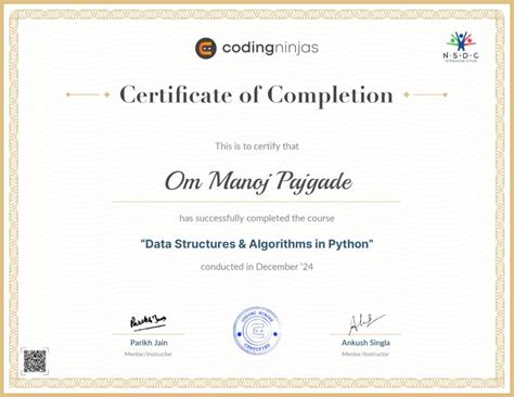Coursecompletion Datastructuresandalgorithms Python Codingninjas