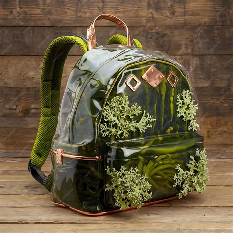 Algae And Lichen Waterproof Backpack With Clear Plastic Design