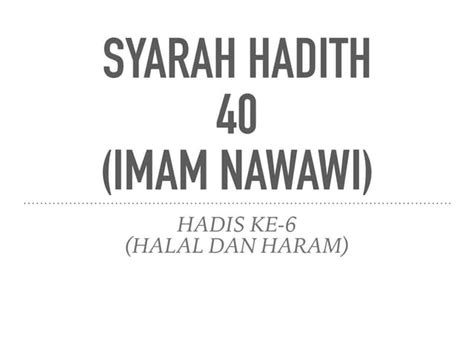 Hadis 6 Halal Dan Haram Melayu Pdf
