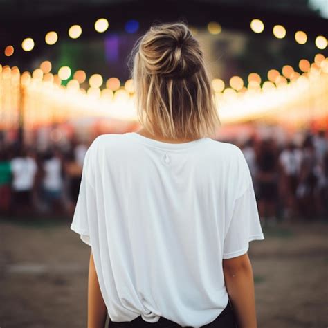 Premium Ai Image Girl Model Wearing White Oversize T Shirt Music