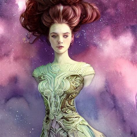 Sci Fi Princess In Galaxy Station Portrait Ornate Dress Eleg