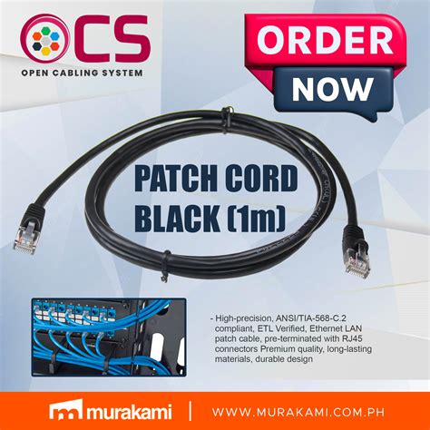 Ocs Cat6 Patch Cord Black 1m Murakami