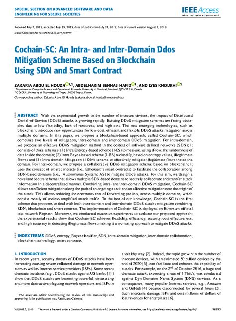 Cochain Sc An Intra And Inter Domain Ddos Mitigation Scheme Based On