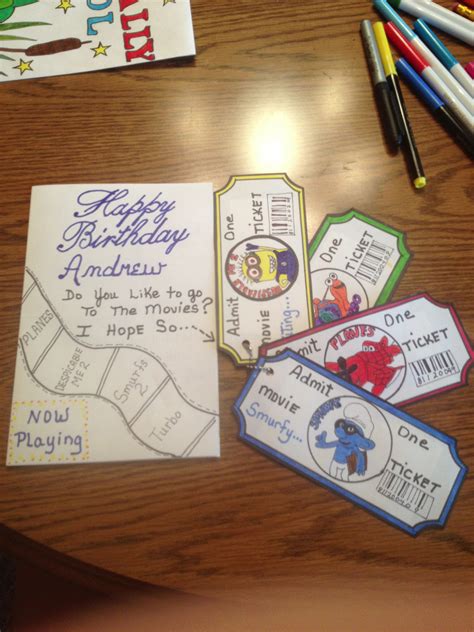 Homemade Movie Tickets Made For Grandson With Pocket In Back To Put Money To See The Movie