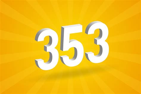 3D 353 number font alphabet. White 3D Number 353 with yellow background ...