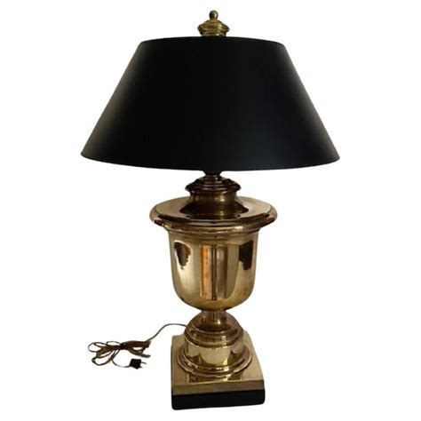 Chapman Bouillotte Brass Double Swan Table Lamp Tole Shade At 1stdibs