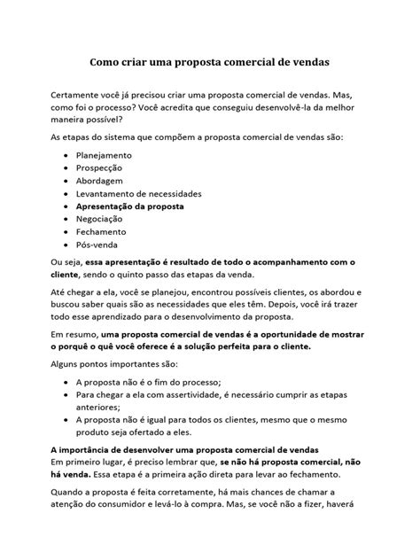 Como Criar Uma Proposta Comercial De Vendas Pdf