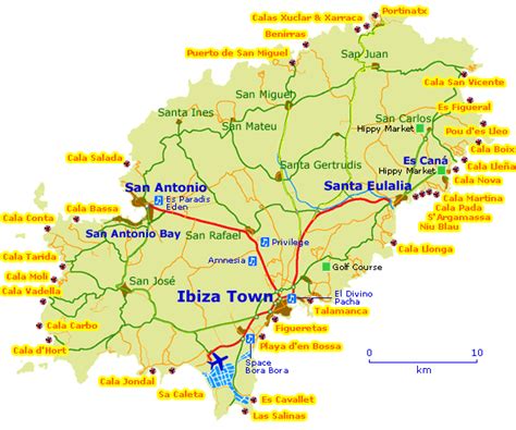 Mapa Pláží Na Ibize